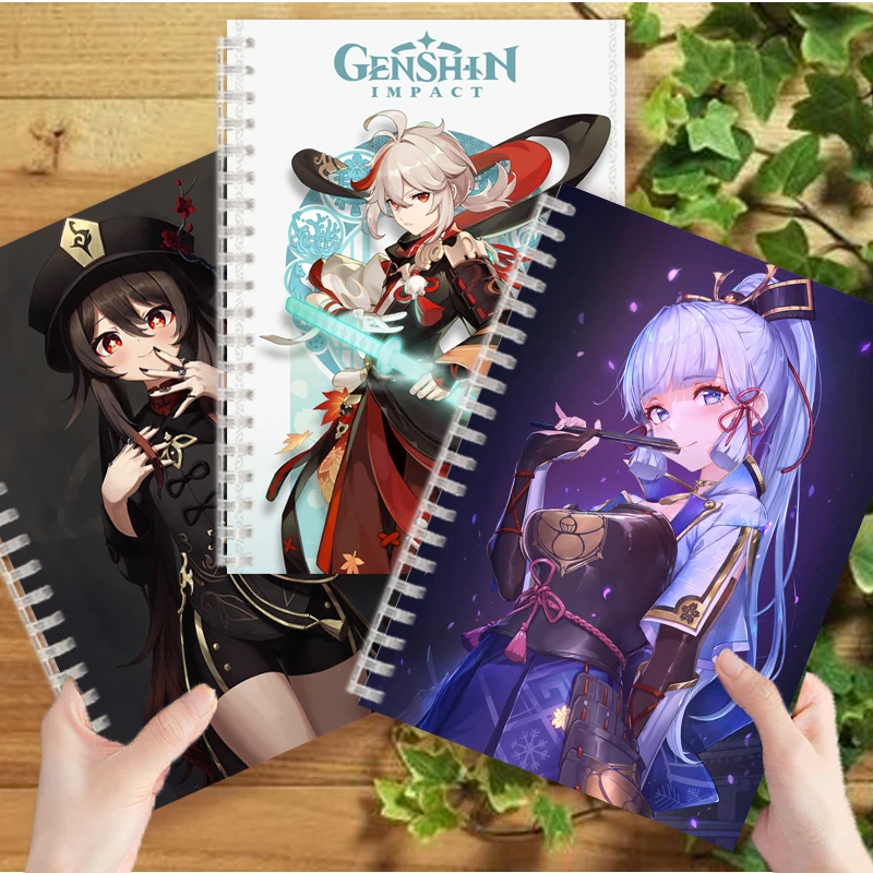 A5 Spiral Notebook Printing Anime Figure Genshin Impact Lnazuma Zhongli ...
