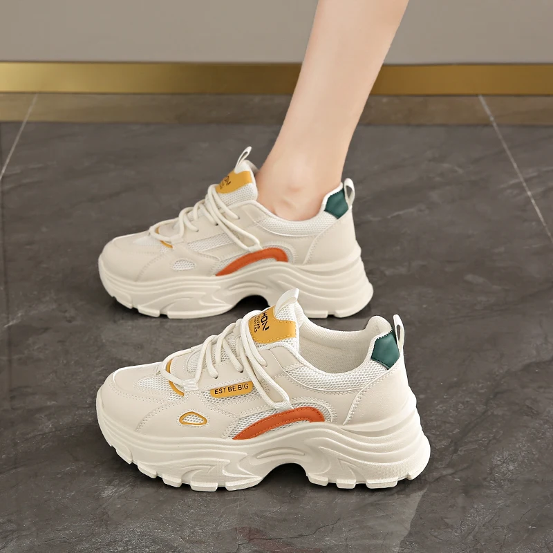 CRLAYDK Designer Chunky Sneakers for Women Platform Mesh White Casual ...
