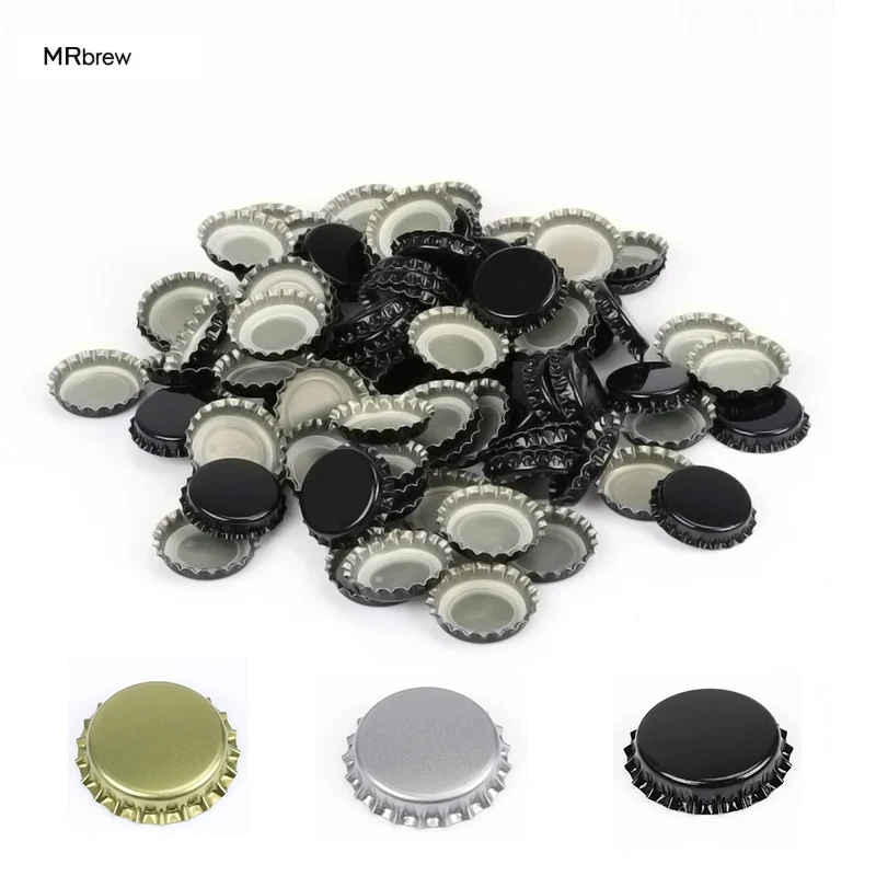 100-Pcs-Lot-Crown-Caps-26mm-Beer-Bottle-Cap-Gold-Silver-Black-Seal ...