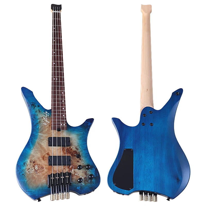 Headless Mini Electric Bass Guitar Solid Ashwood Body Matte Finish 4 ...