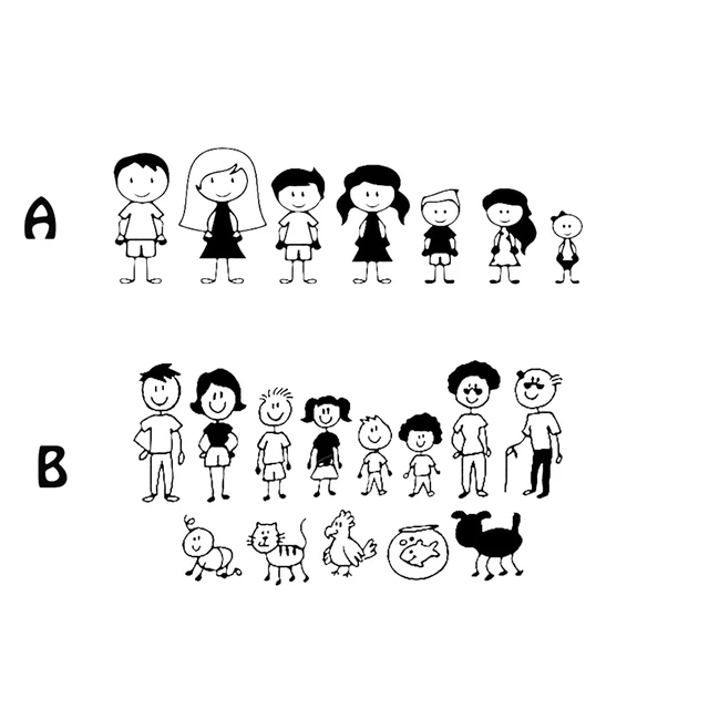 Stick Figure Family Of 7 People