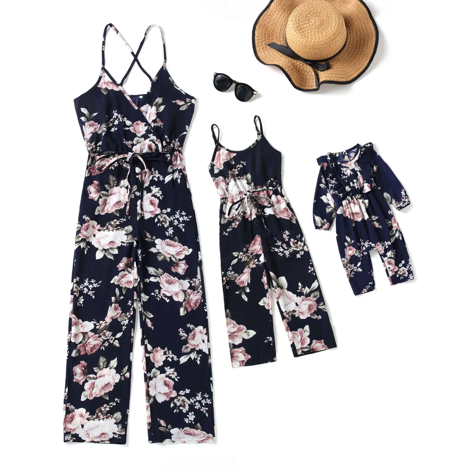 Summer-Deep-V-neck-Mother-and-Daughter-Rompers-Suspender-Jumpsuit-Mom ...