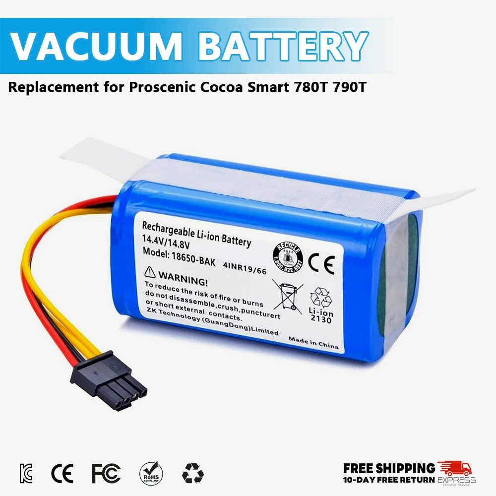 Proscenic Cocoa Smart 780T 790T、Bagotte BL509、Vileda VR302用14.4V ...