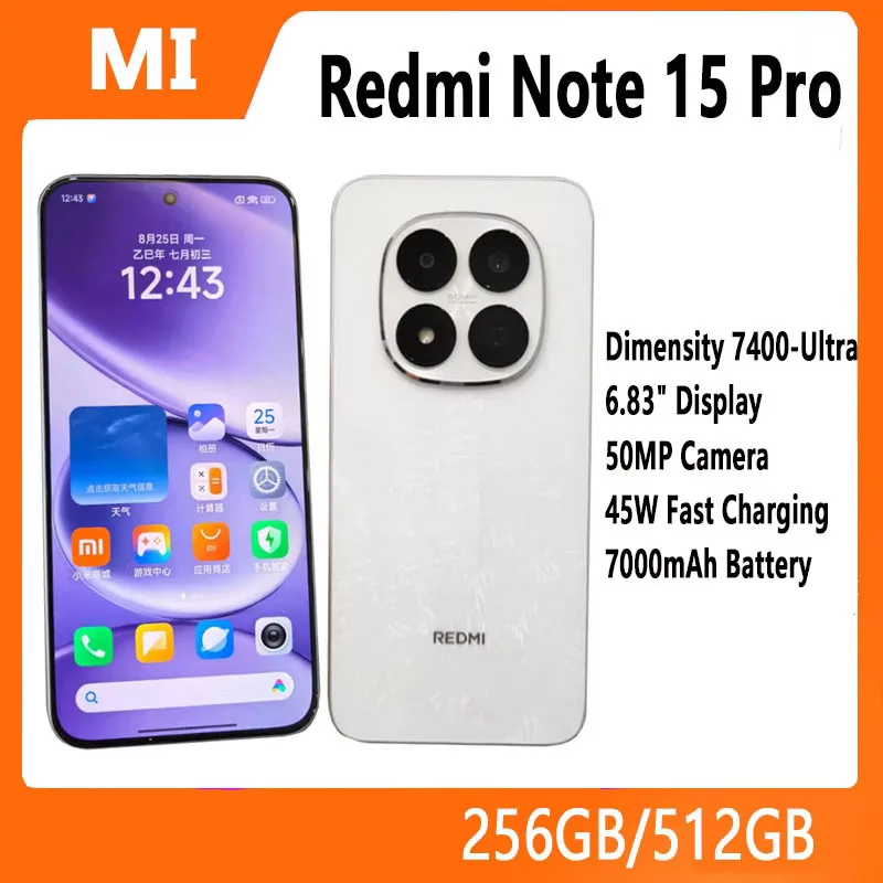 Original Redmi Note 15 Pro Dimensity 7400-Ultra 6.83" 1.5K Display 50MP ...