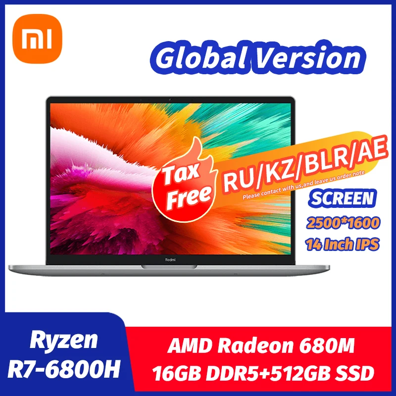 Xiaomi RedmiBook Pro 14 Laptop 2022 Ryzen R7 6800H AMD Radeon 680M Graphics 16G DDR5+512G SSD ...