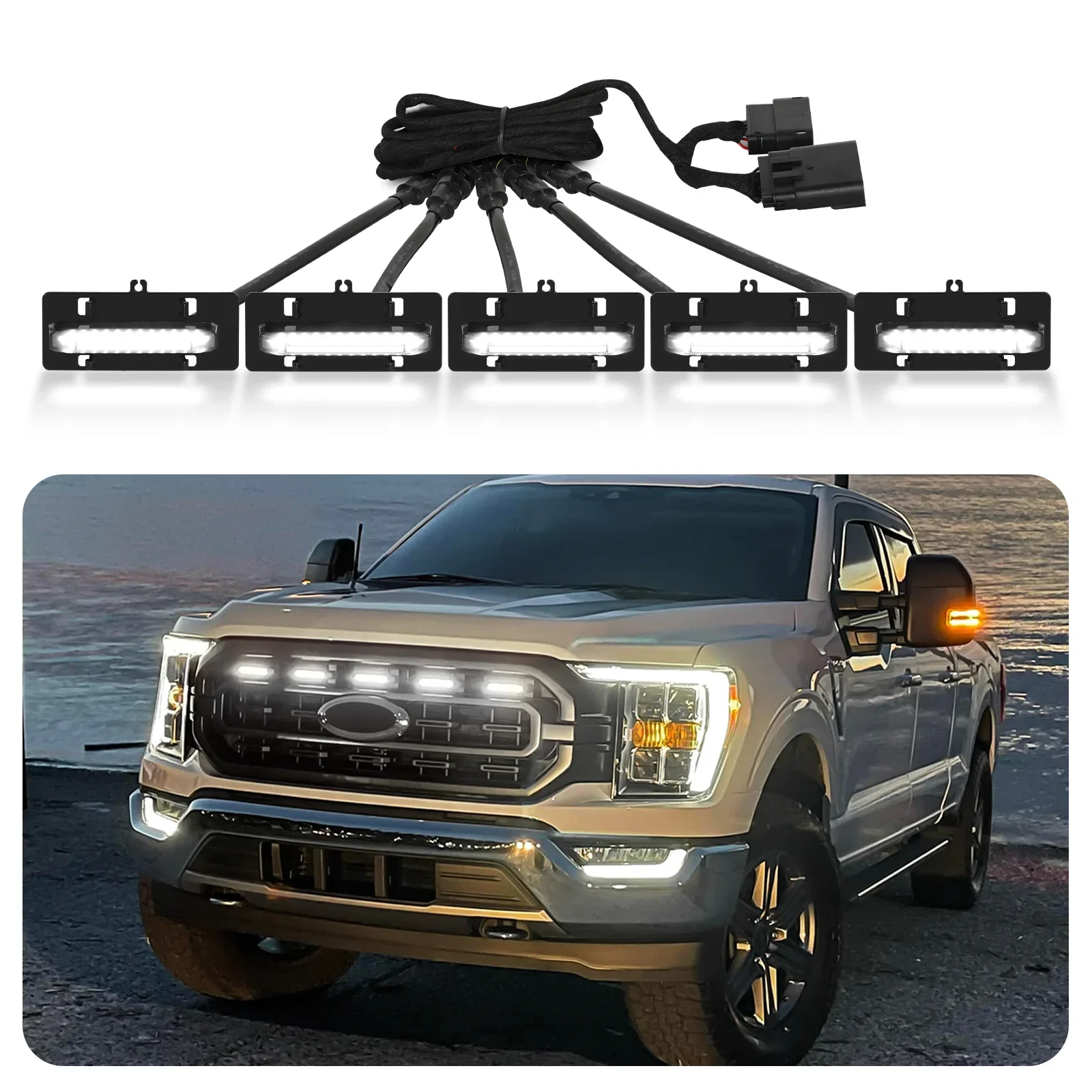 Car Accessories Front Grills Led Lights For Ford F150 F-150 XL XLT 2021 ...
