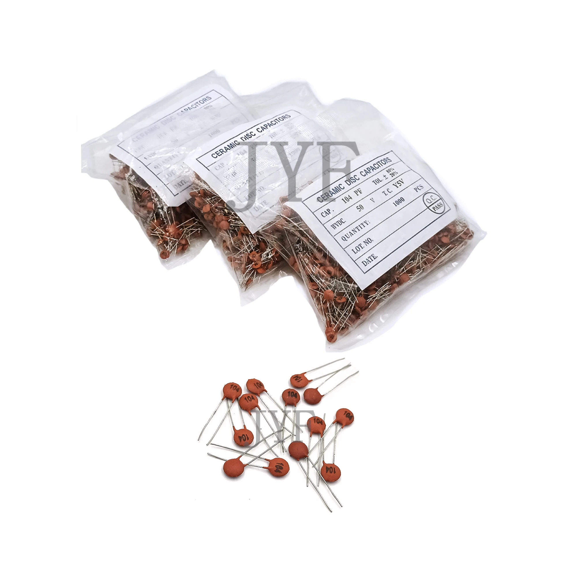 Red Yellow Plug-In Capacitor 50V 100V 104PF 103PF 0.1UF 100NF ...