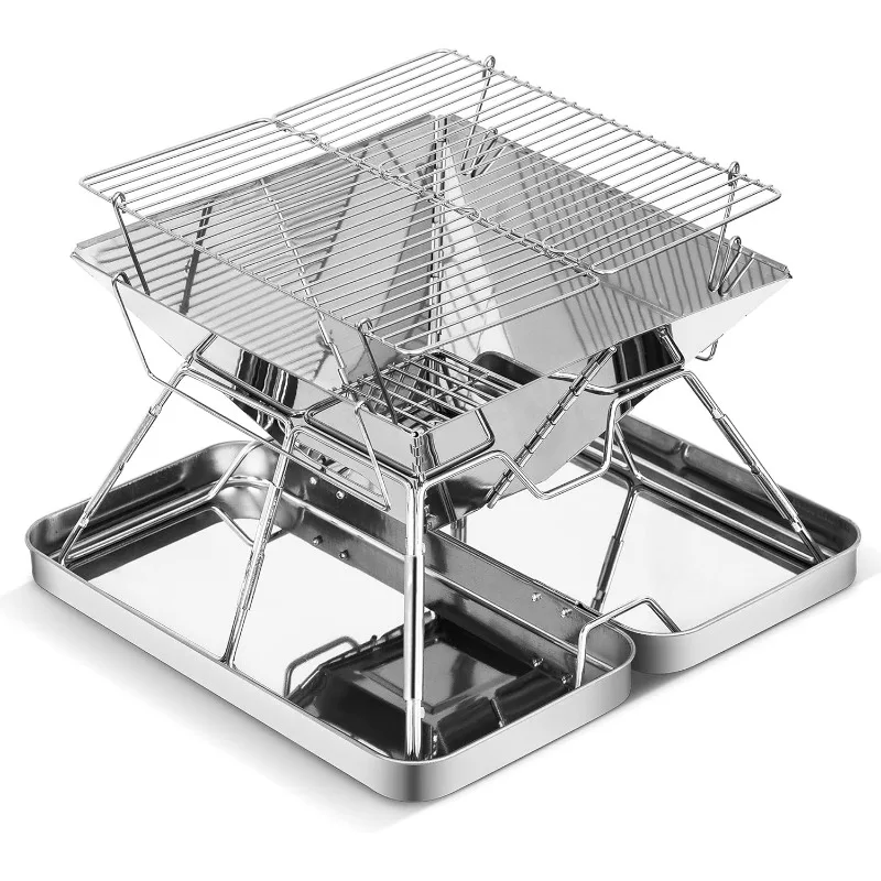 Portable-Stainless-Steel-Charcoal-Grill-Fire-Pit-Barbecue-Outdoor ...