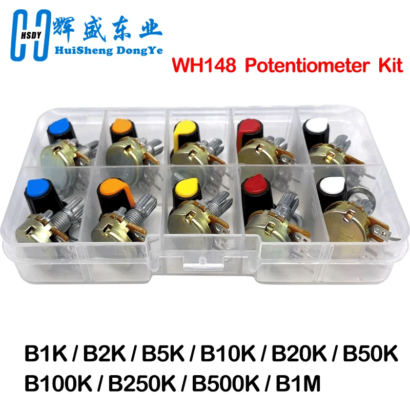 WH148-Potentiometer-Kit-1K-2K-5K-10K-20K-50K-100K-250K-500K-1M-15mm ...