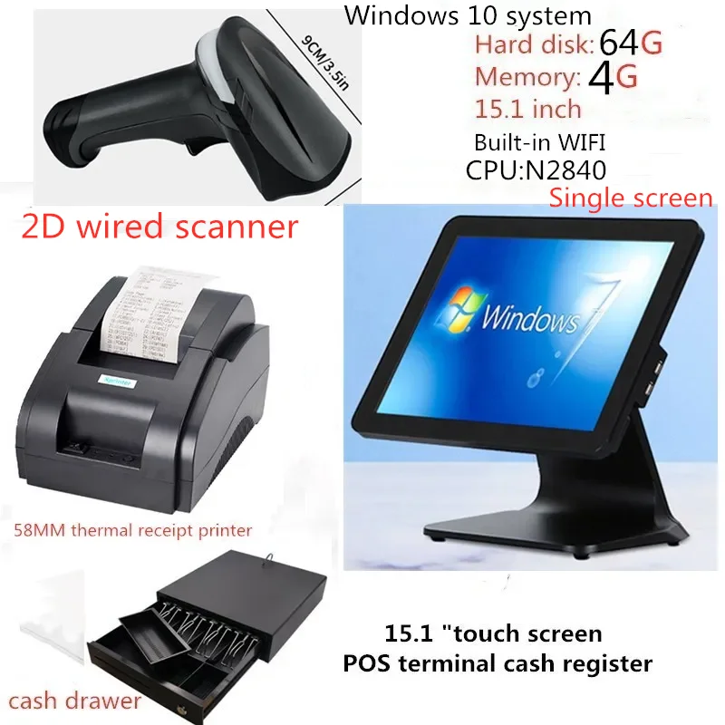 Een Complete Set Van Kassa Apparatuur Thermische Printer Scanner ...