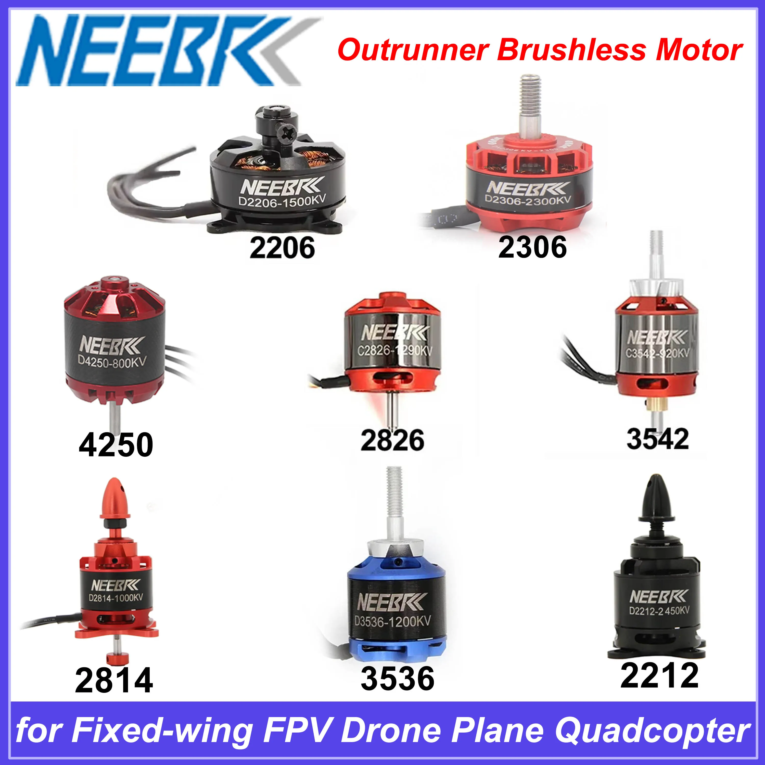 NEEBRC 2206 2212 2306 2814 2826 3536 3542 4250 Outrunner Brushless ...