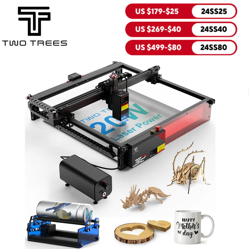 TWOTREES-TS2-Metal-Laser-Engraving-Machine-22W-Laser-Cutting-12mm-Wood ...