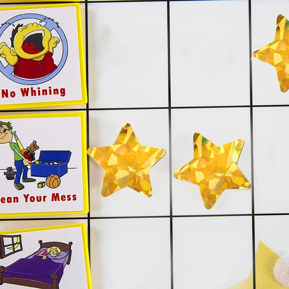 Gold Star Glitter Stickers – 10 Sheets, Self-Adhesive Holographic Stars ...