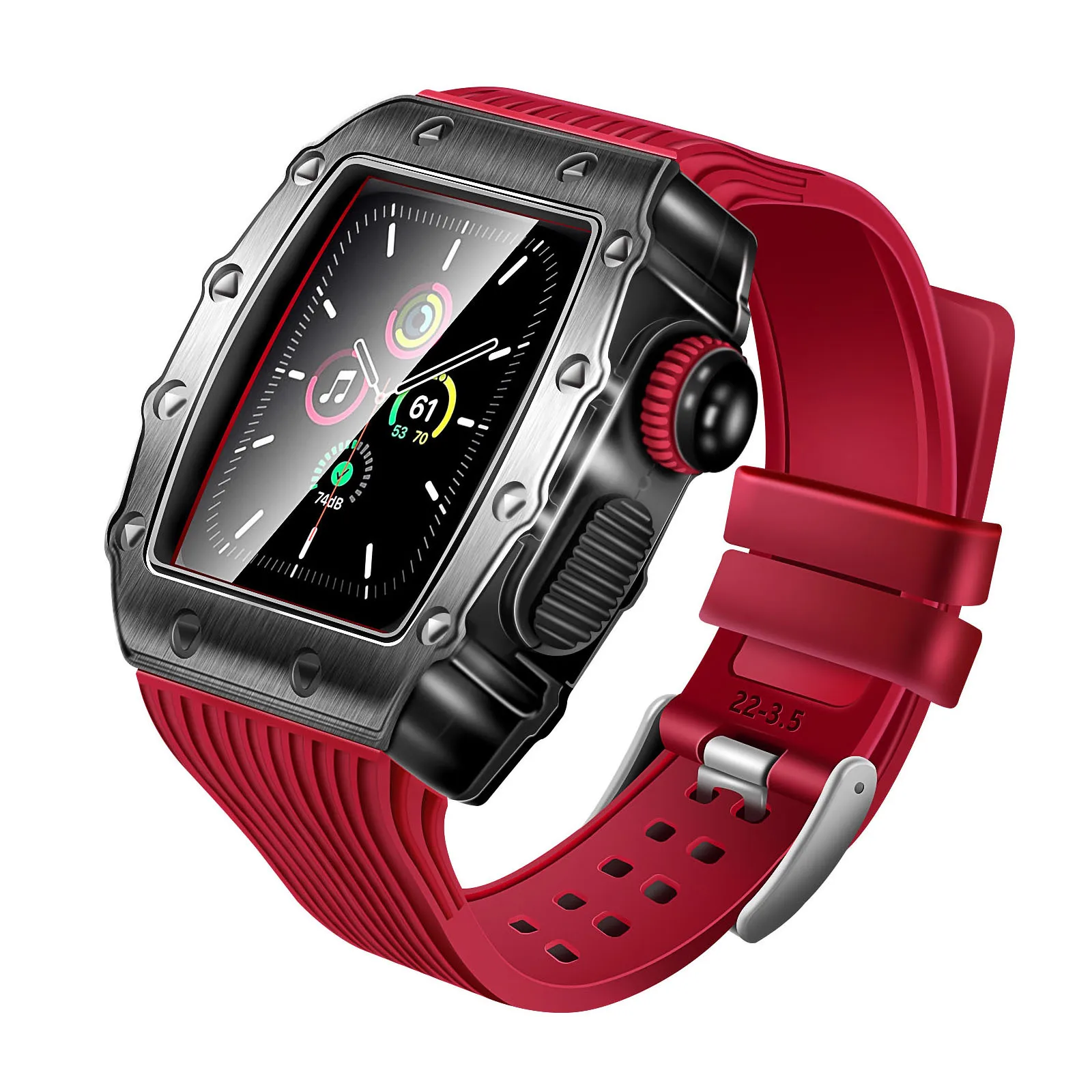 for-Apple-Watch-strap-metal-shell-tempered-film-integrated-iwatch-44mm ...