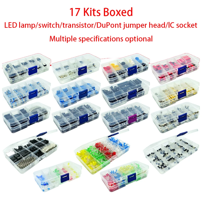 17 kinds of kit box LED3MM5MM/310PCS620PCS/TO-92/screws/IC sockets ...