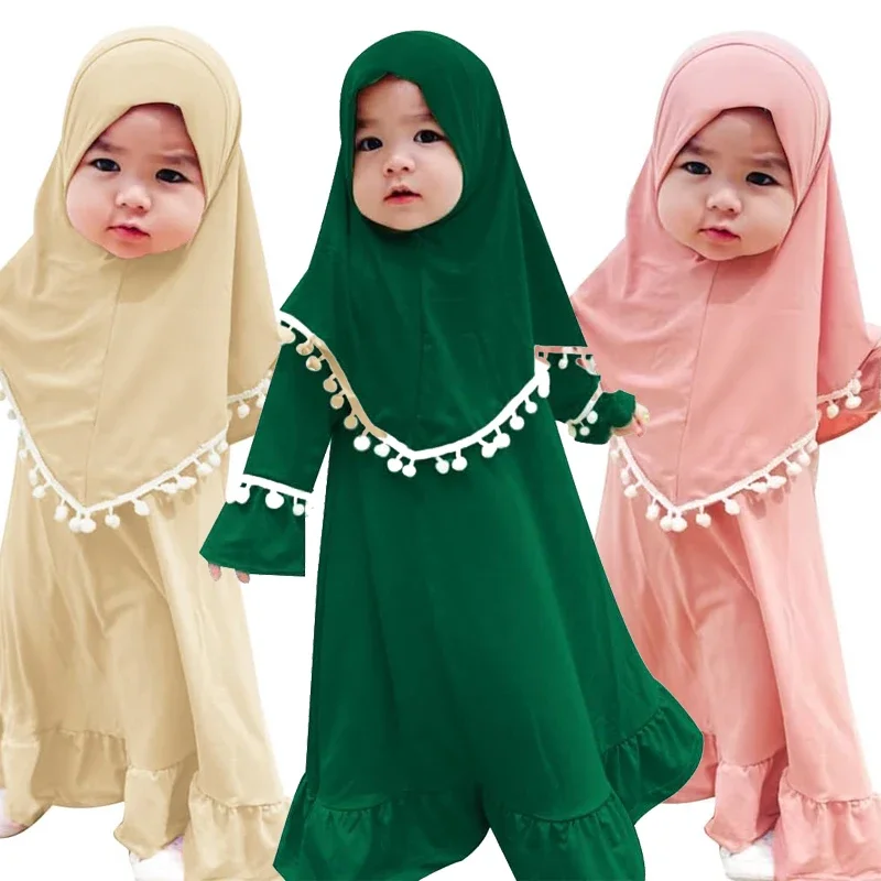 2pcs-Kids-Girls-Hijab-Abaya-Muslim-Set-For-Baby-Islamic-Clothing ...