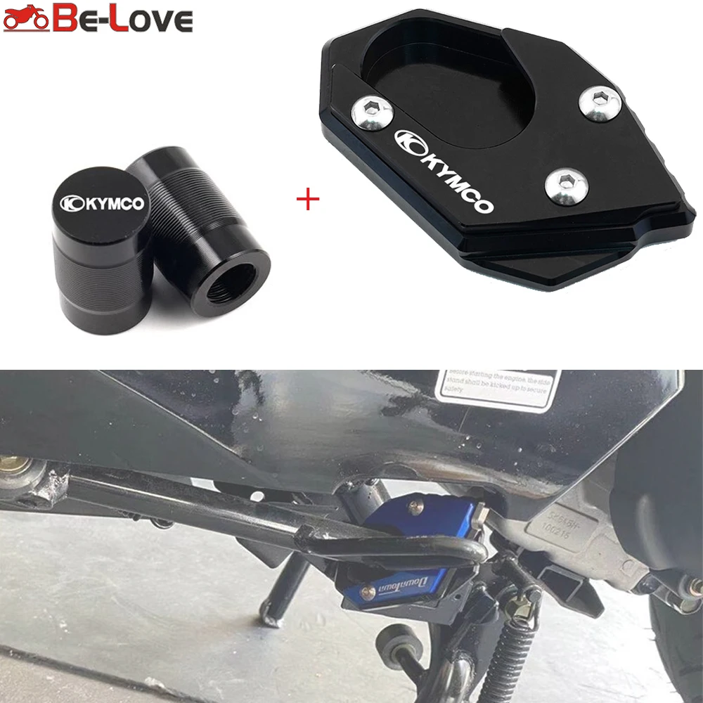 Motorcycle Kickstand Foot Side Stand Extension Pad Plate Tire Valve Cap ...