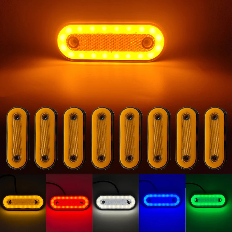 4/8pcs 12V 24V LED Side Light Front Rear Clearance Side Marker Lamp ...