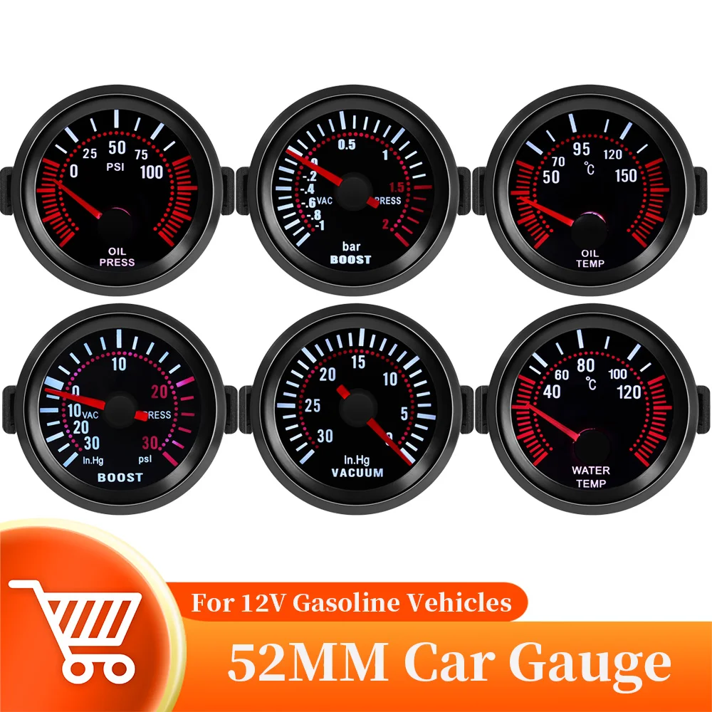 Universal-Car-52mm-Smoke-Len-Tachometer-RPM-Turbo-Boost-Gauge-Bar ...