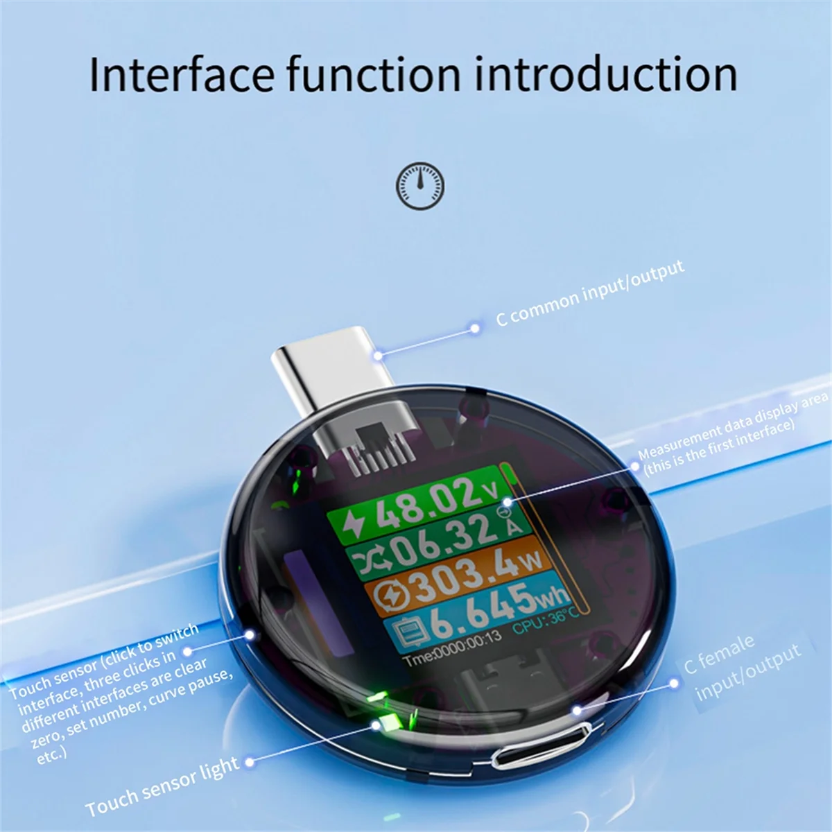 48V USB Tester Type-C PD Detector Digital Voltage Ammeter Power Bank ...