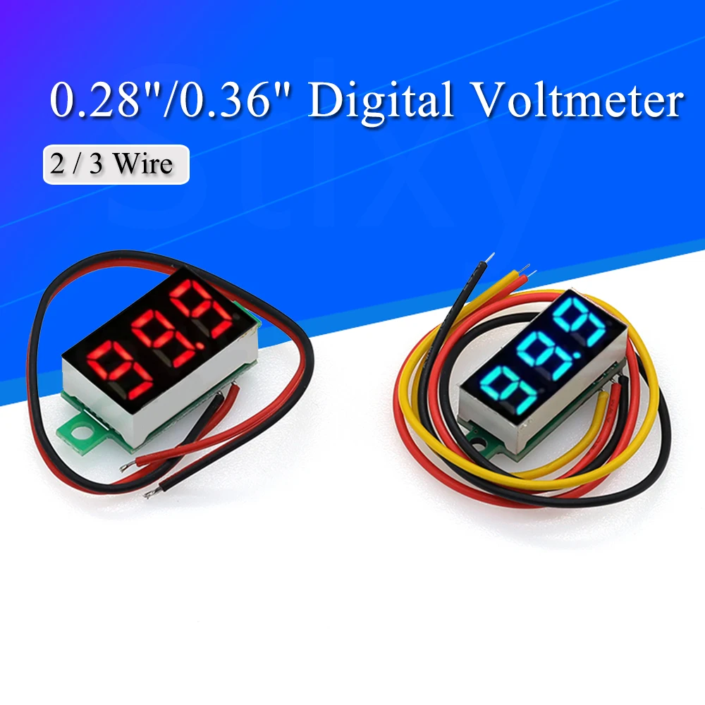 0.28/0.36Inch 2 wire 0-30V / 3 wire DC 0V-100V Digital Voltmeter LED ...