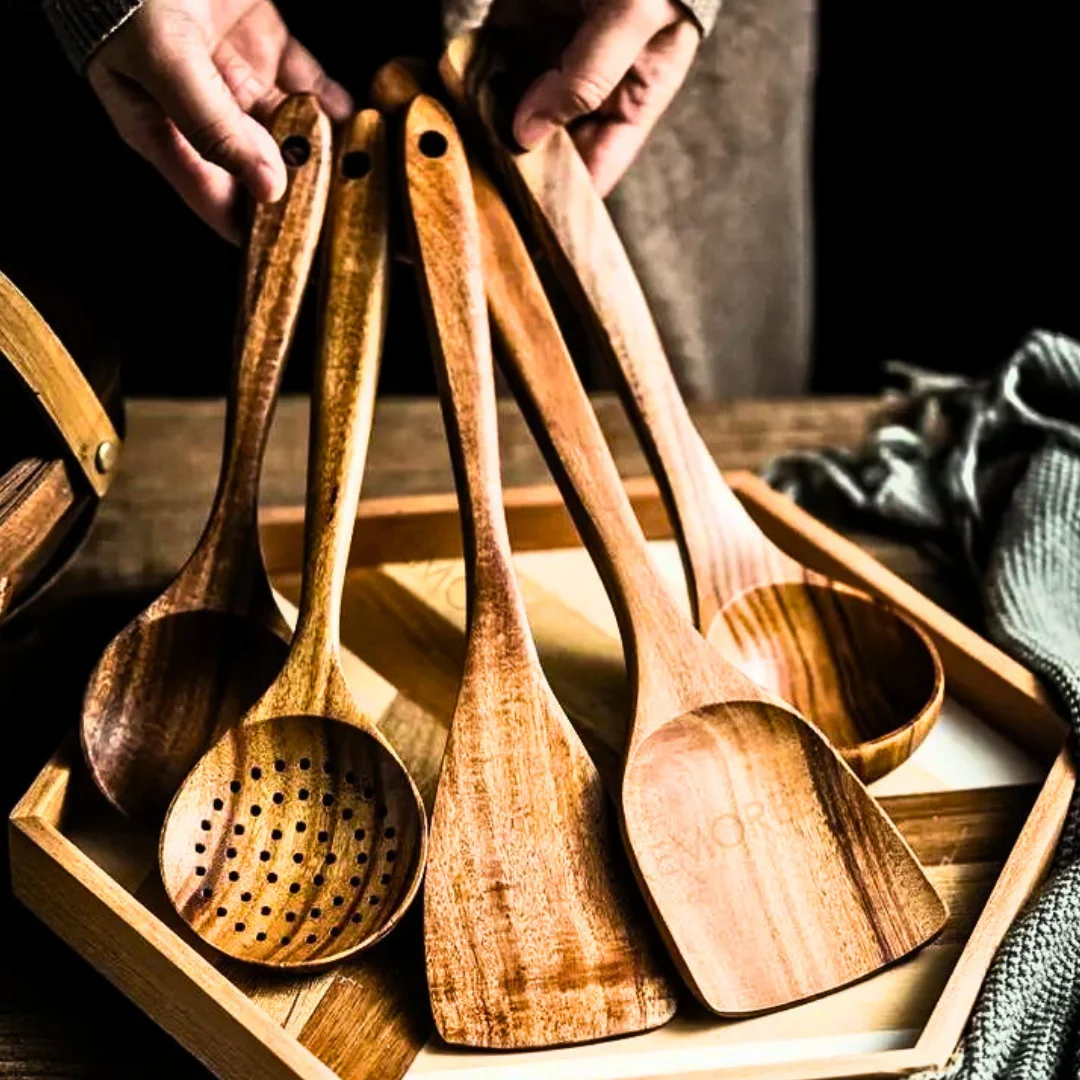Thailand-Teak-Natural-Wood-Tableware-Spoon-Ladle-Turner-Long-Rice ...