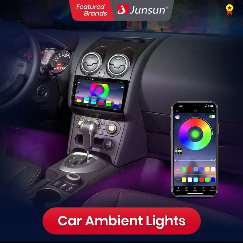 Junsun-Led-Car-Foot-Ambient-Light-Control-App-RGB-Auto-Interior ...