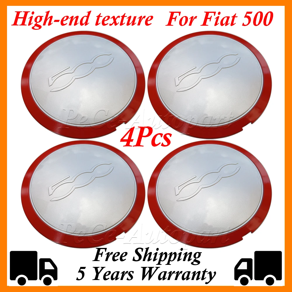 4Pcs High-end Texture New 133mm Hubcap For Fiat 500 Wheels Centre Hub ...