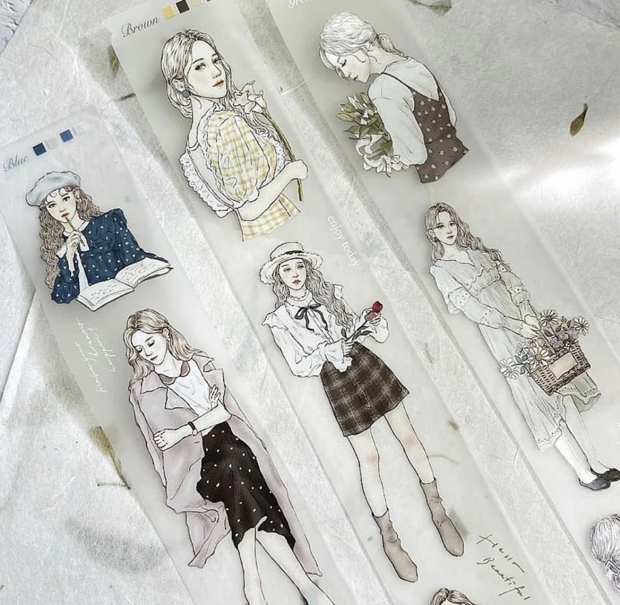 1-Loop-100cm-Lovely-Pion-Elegant-Lady-Girl-Floral-Frames-Washi-PET-Tape ...