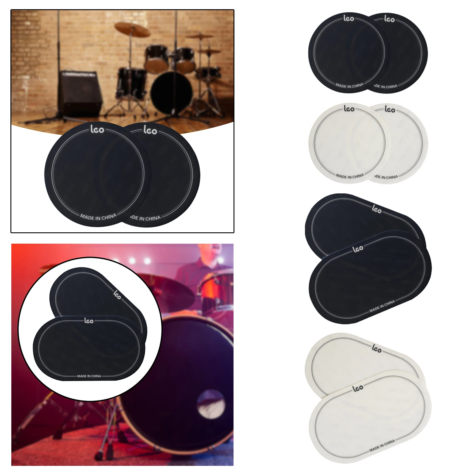 2Pcs Bass Drum Heads Protective Sticker Adhesive Pads Drum Mute Pads ...