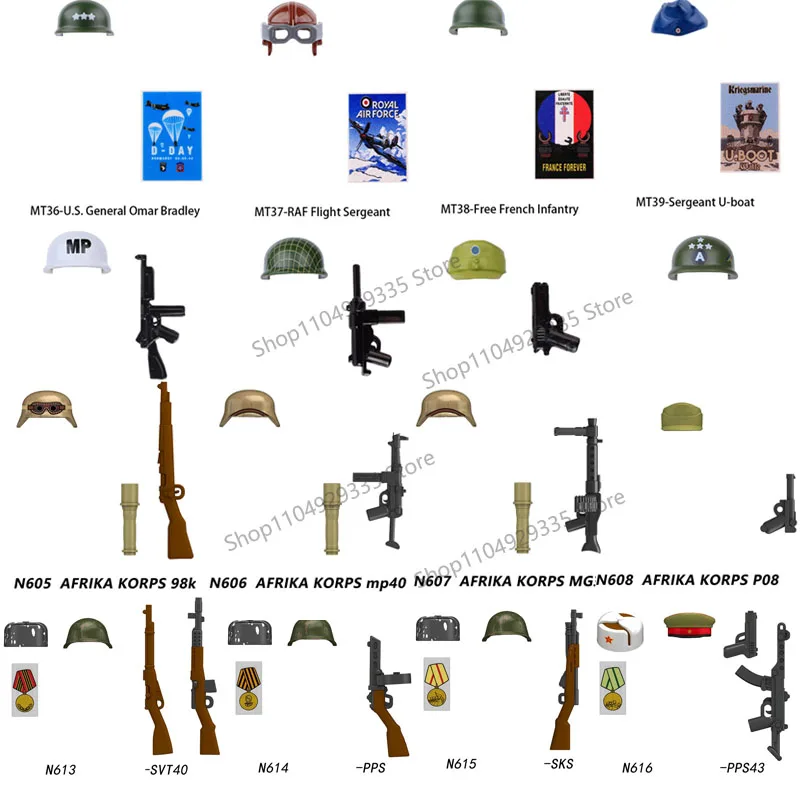 N613 Military Soldier Figure Building Blocks WW2 Soviet infantry North ...