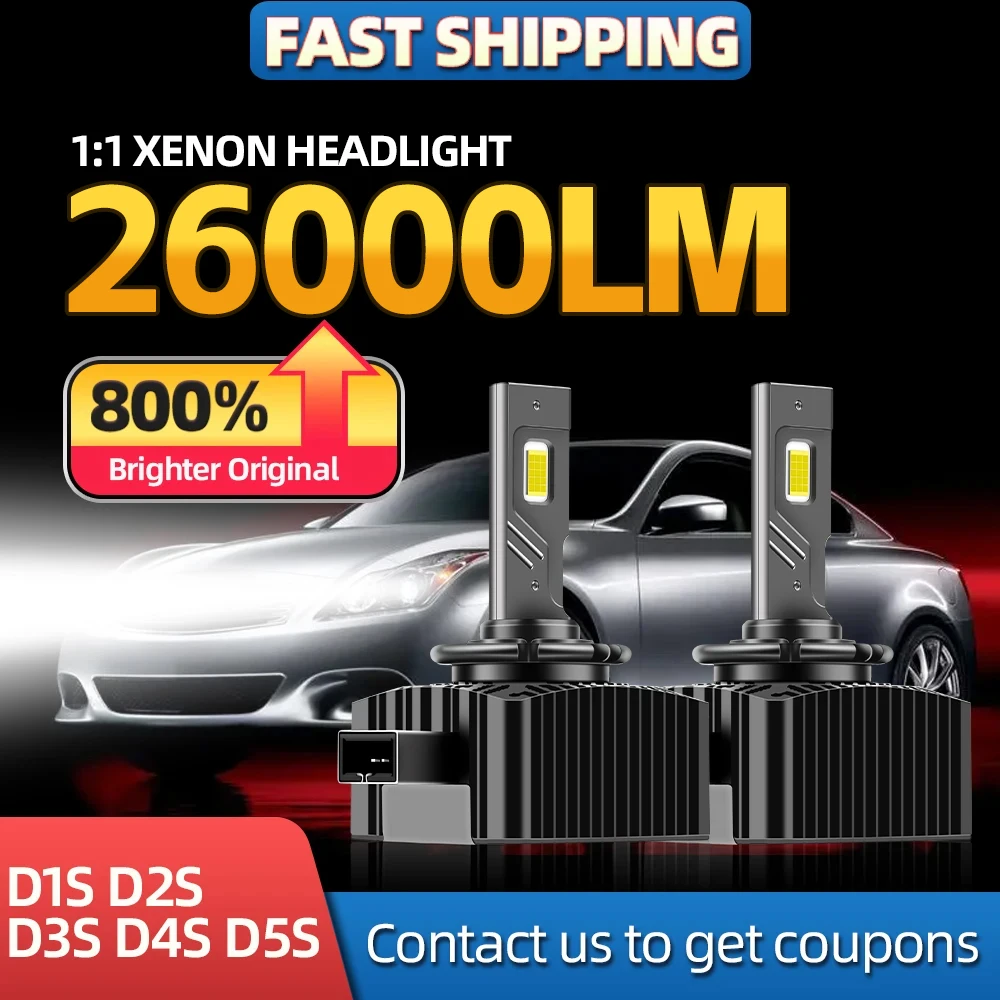 2Pcs-High-Brightness-26000LM-D3S-LED-D1S-D2S-D4S-D5S-Car-Headlights-HID ...
