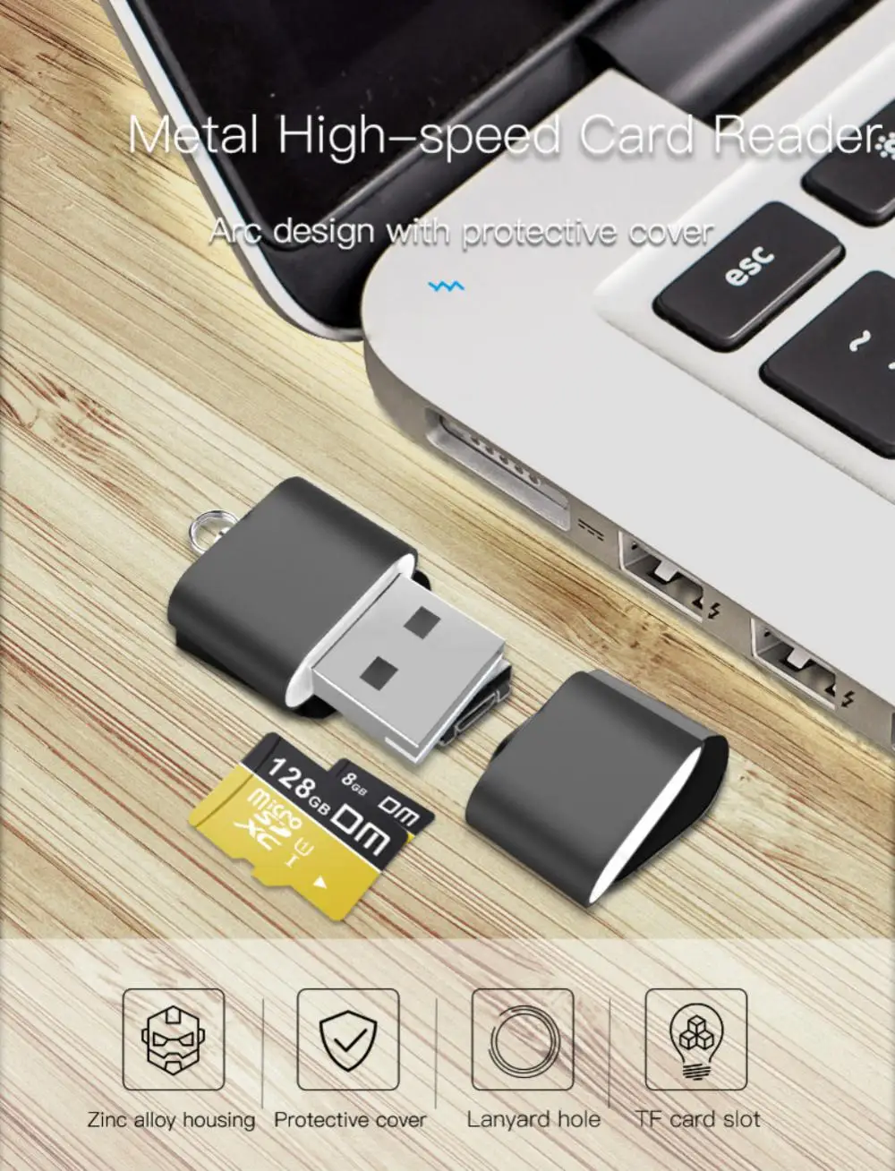 Compact USB Flash Drive Reader With TF Card Slot For Computer And Car ...