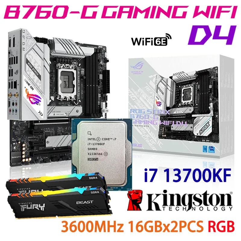 Kit de CPU Intel Core i7 13700KF + Intel B760 ASUS ROG STRIX B760 G ...