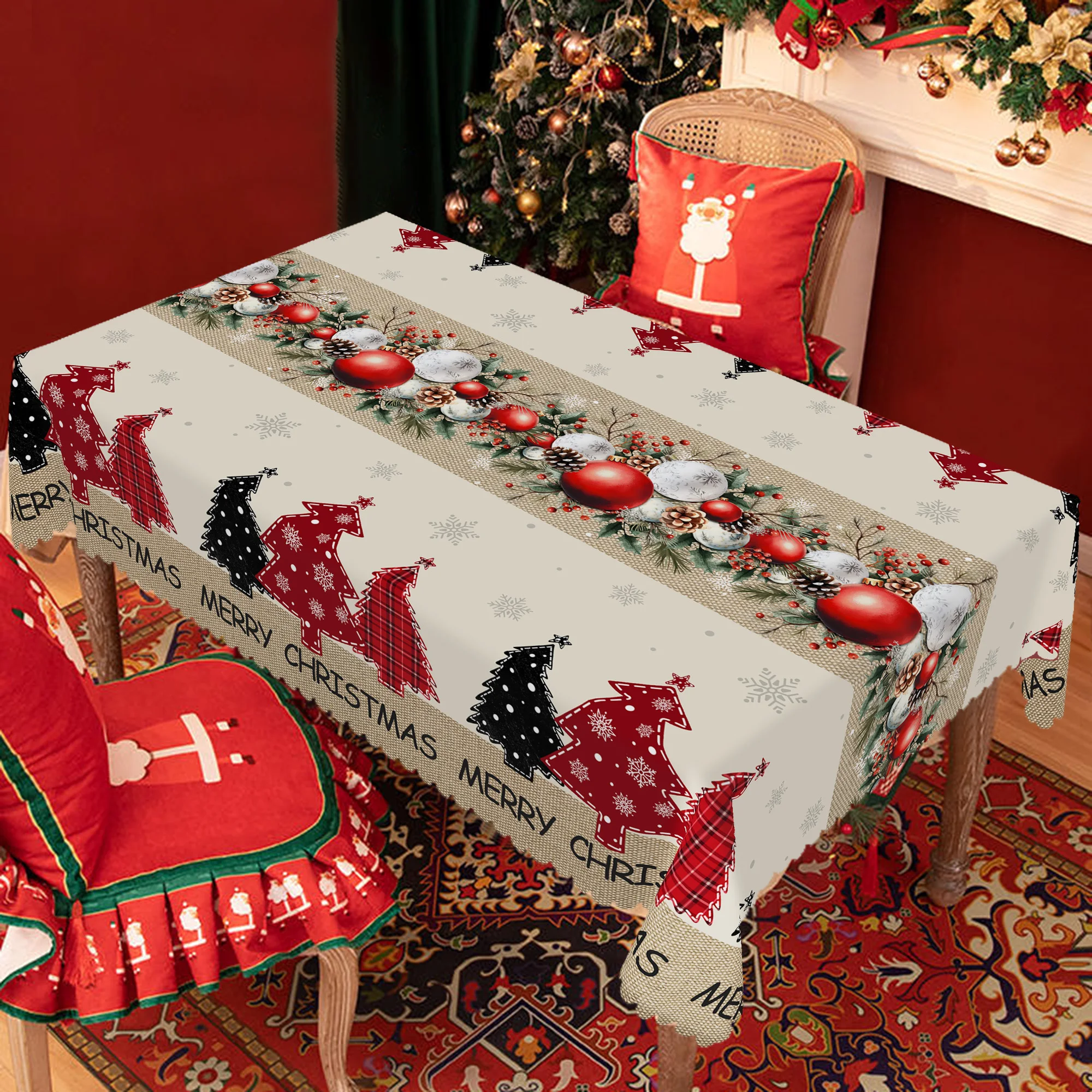 1 Piece of Christmas Round and Rectangular Tablecloth, Various Sizes ...