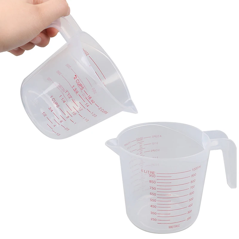 250/500/1000ml Plastic Transparent Measuring Jug Large Capacity Scale ...