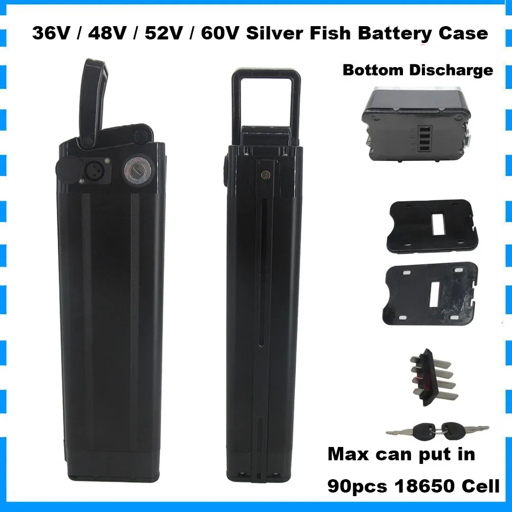 36V-48V-52V-Electric-E-Bike-Bicycle-Battery-Box-Case-Cover-Empty-Silver ...