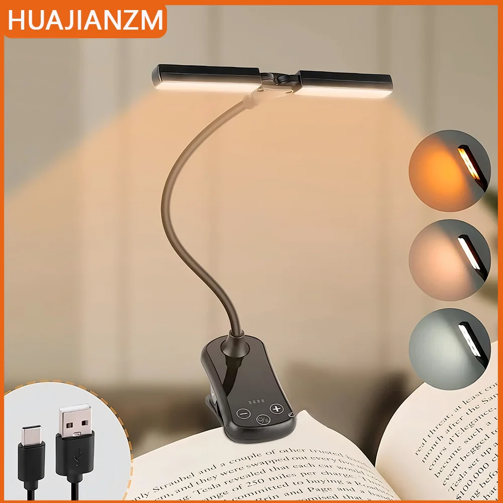 Night-Light-14-LED-Book-Light-USB-Rechargeable-Reading-Light-Portable-Flexible-Easy-Clip-Night ...