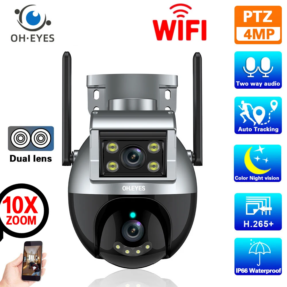 4MP Dual Lens Wifi IP Camera 10X Zoom Outdoor Auto Tracking PTZ ...