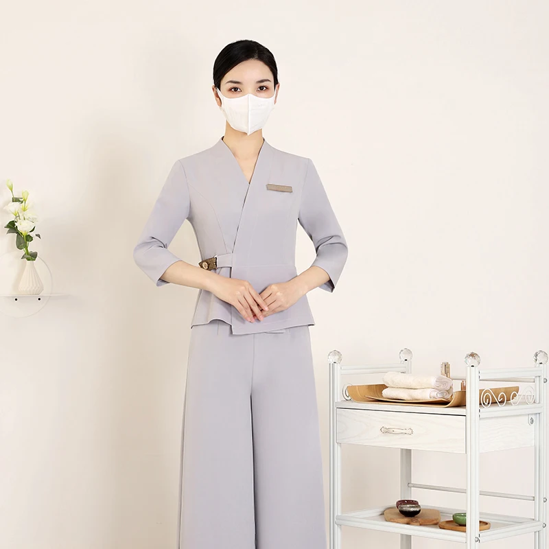 Spa-Sauna-Female-Receptionist-Workwear-Beauty-Salon-Uniform-Suits-Foot ...