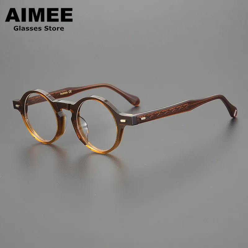 Vintage-Round-Acetate-Glasses-Frame-Japanese-Handmade-Men-Women-Fashion ...