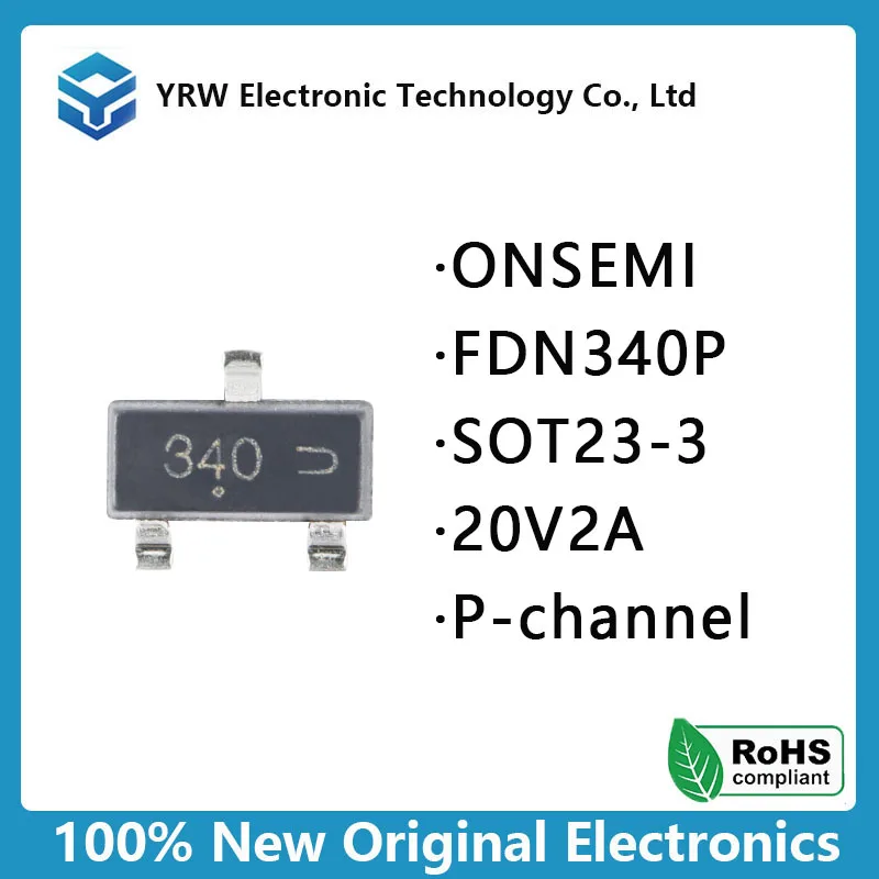 FDN340P-FDN340-100-SOT-23-20V2A-MOSFET-de-canal-P-nuevo-340-20-unidades ...