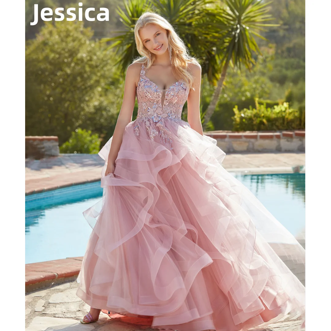 Jessica-Glitter-Lace-Appliqu-Prom-Dresses-Pink-Fluffy-Ruffles-Prom ...