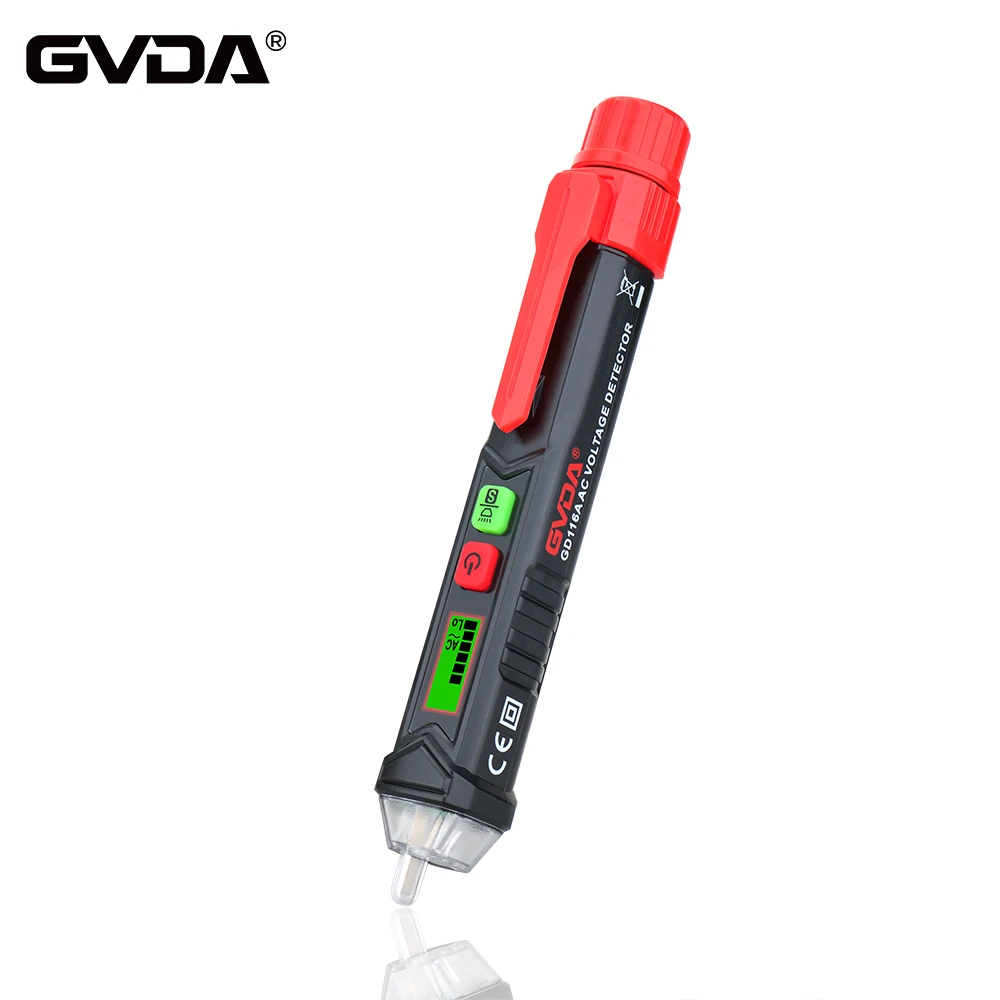 GVDA 지능형 비접촉 알람 AC 전압 검출기 미터 스마트 테스터 펜 12 1000V 전류 전기 센서 테스트 연필|전압계 ...