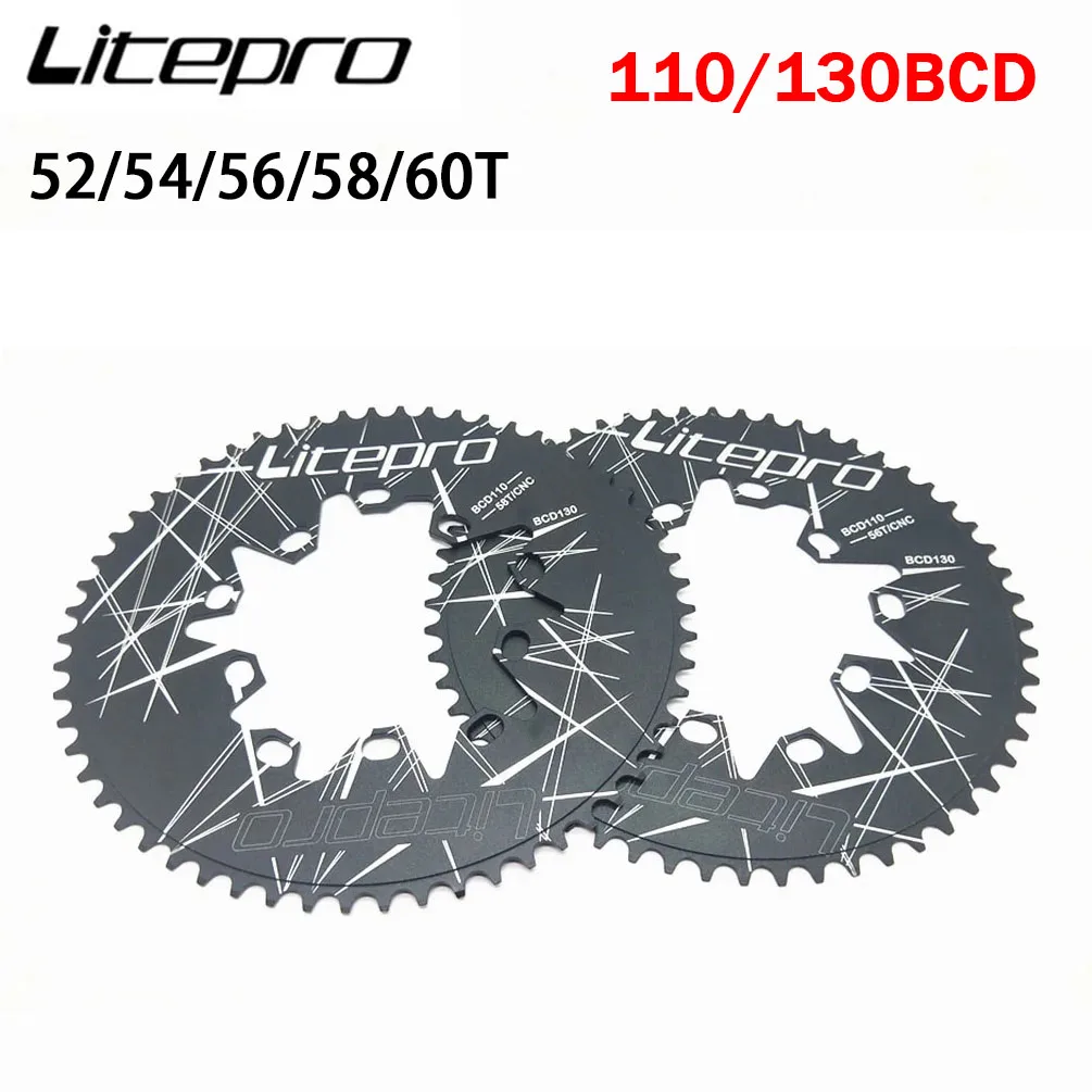 Chainring-Black-Oval-Litepro-Dual-BCD-110-130mm-Crown-Folding-Bike-52 ...