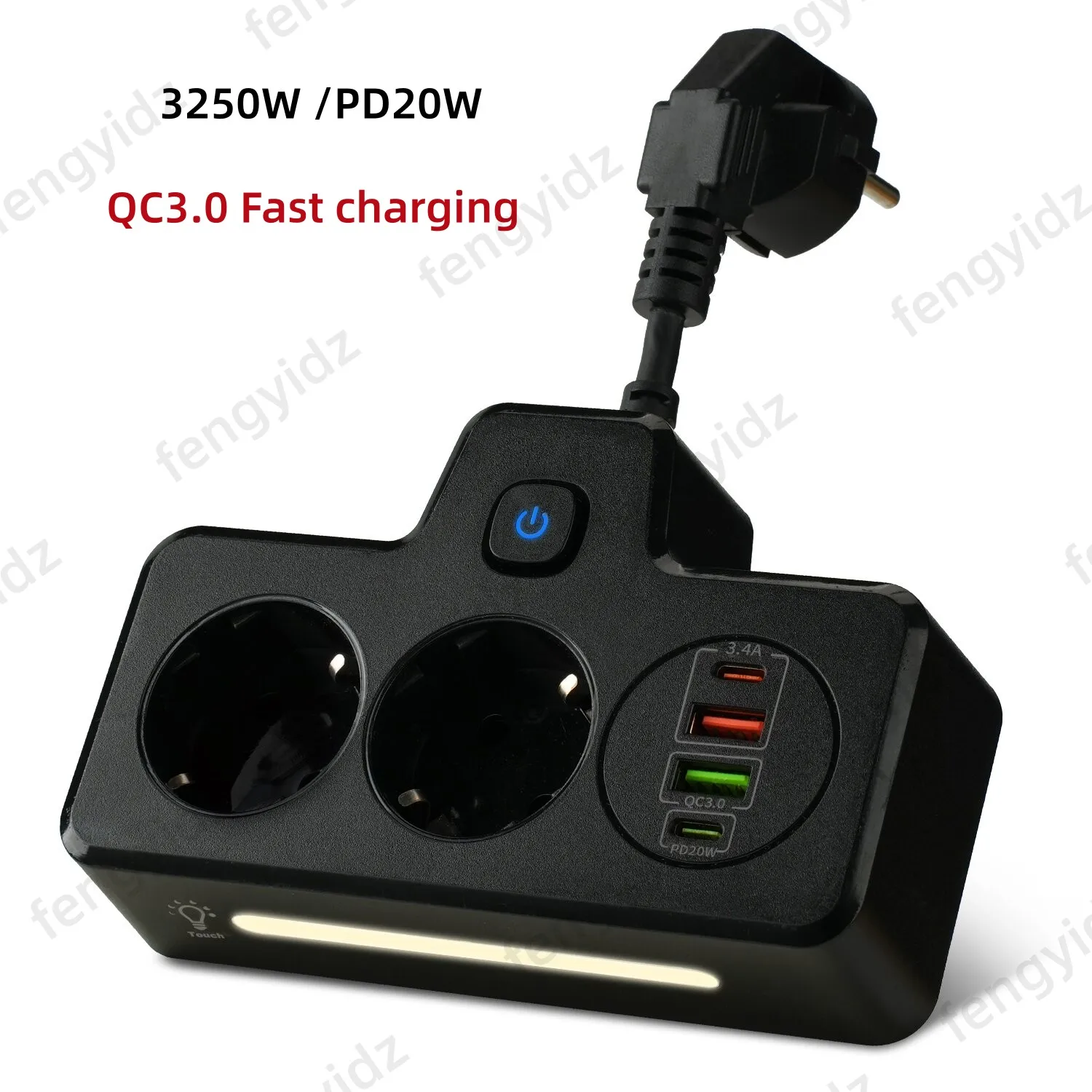 Power-Strip-with-USB-Multiple-Socket-2-Way-2-USB-2Type-C-Wall-Socket ...