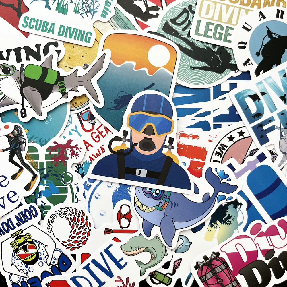 10-50PCS-Scuba-Dive-Stickers-Diver-Style-Underwater-Explore-Funny ...