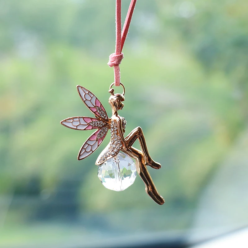 Pink-Crystal-Ball-Fairy-car-interior-decoration-car-rearview-mirror ...