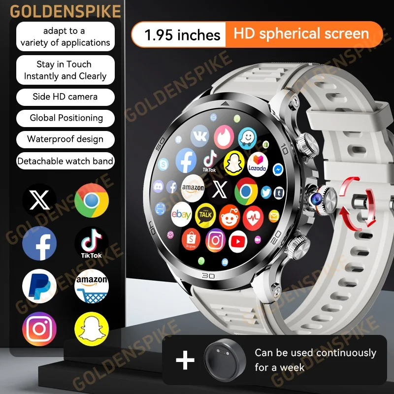 H19 Smartwatch Men 1.95-inch Amoled Large Screen 190° Rotary Camera 720 ...