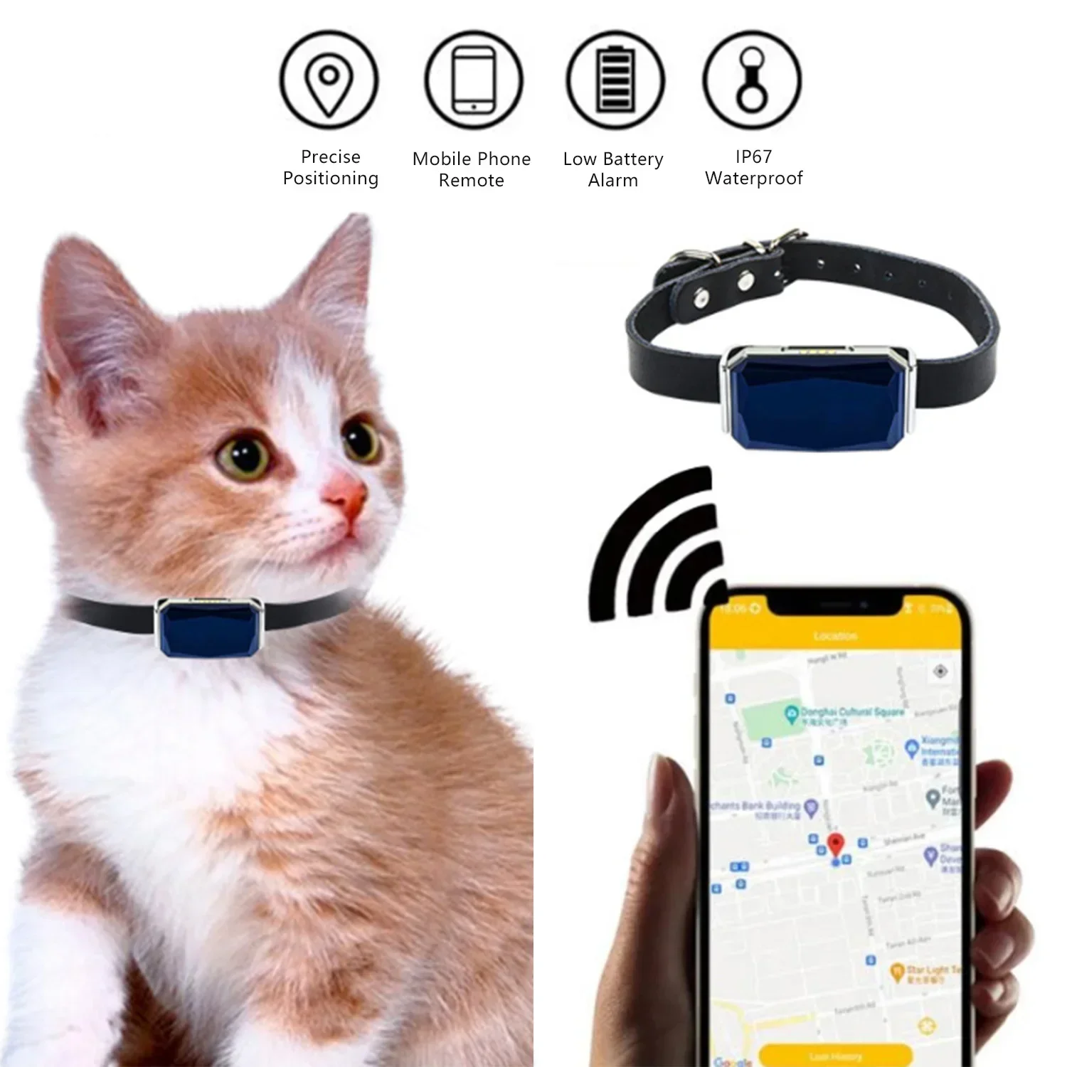 Pet Collar Mini GPS Tracker, GSM Wifi LBS Anti-lost Tracker Pet ...